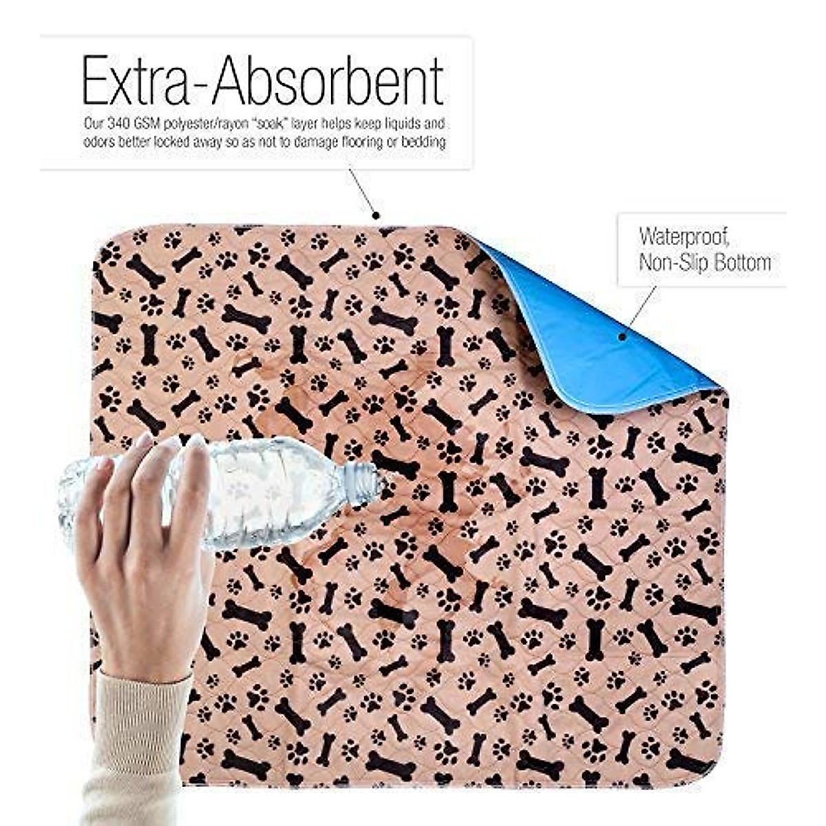 Super Absorbent Washable Pee Pads for Dogs Large 35 x 31 (2-Pack) Puppy Pads pet Training Pads Reusable Pee Pads for Dogs 100% Waterproof Dog Puppy Pee Pads Extra Large Wee Wee Pads for Dogs pet Peed