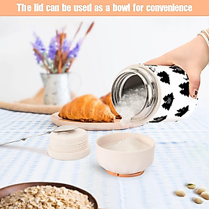 JUNZAN Black Christmas Tree Deer Kids Womens Insulated Food Jar Containers with Spoon 17oz/500ml Containers To Keep Food Hot Stainless Steel Vacuum Food Warmer Thermo Container for Hot/Cold Food