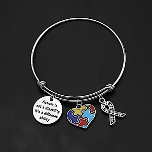 ENSIANTH Autism Awareness Bracelet Autism Puzzle Piece Jewelry Encouragement Gift for Autistic (Autism Bracelet)