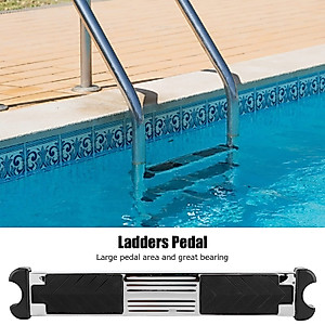 Pool Ladder Steps Replacement, 304 Stainless Steel Thickened Ladder Pedal with Nonslip Rubber Pad, Swimming Pool Ladder Steps for Hot Spring Pool