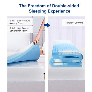 BedStory Mattress Topper Twin, 3 inch Memory Foam Mattress Topper, 1.8" Memory Foam Topper Plus 1.2" Firm Foam Mattress Topper, Cooling Bed Topper RV Mattress Pad for Back Pain Relief, CertiPUR-US