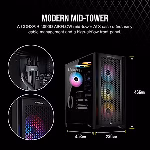 Corsair Vengeance i7300 Series Gaming PC - Air Cooled Intel Core™ i5 12600K CPU - NVIDIA GeForce RTX™ 3060Ti Graphics - 16GB Vengeance DDR4 3200MHz Memory, 1TB M.2 NVMe SSD - Black