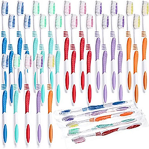 150 Pieces Individually Wrapped Toothbrushes Manual Disposable Travel Toothbrush Medium Soft Bristle Tooth Brush Travel Toothbrush Bulk Toothbrushes for Hotel, Guest, Adults, Kids, Multi Color