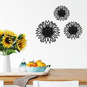 Sunflower Wall Decors Set of 3 Wood Room Wall Decor Rustic Sunflowers Petal Sign Hanging Wall Art Bedroom Bathroom Living Room Wall Decors Geometric Sculpture for Home Garden Outdoor 6 8 12 Inches