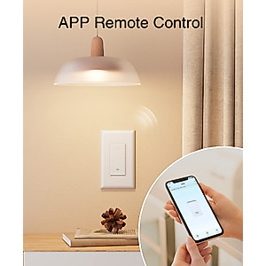 GHome Smart Switch, 2.4Ghz Wi-Fi Switch Works with Alexa, Google Assistant Single-Pole,Neutral Wire Required,UL Certified,Remote/Voice Control and Schedule, No Hub Required, (2 Pack)