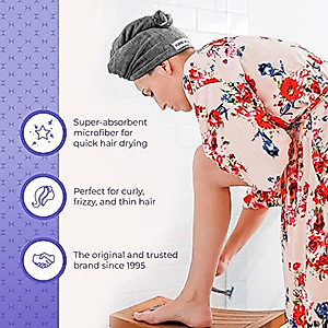 Turbie Twist Microfiber Hair Towel Wrap for Women and Men | 4 Pack | Bathroom Essential Accessories | Quick Dry Hair Turban for Drying Curly, Long & Thick Hair (Pink, Blue, Grey, White)