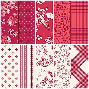 Lily Bella Fabrics Heirloom Red Fat Eighth Bundle (10 Pieces) by My Mind's Eye for Riley Blake (MME.HEIRLOOMRED.A.10FE)