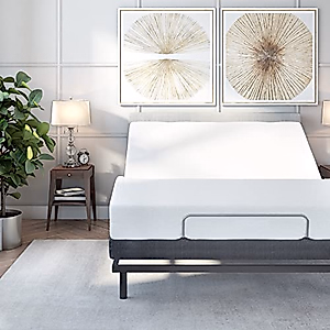 Adjustable Comfort Upholstered Adjustable Bed Base with Massage, Wireless Remote, Three Leg Heights, and USB Ports-Ergonomic, Full, Black