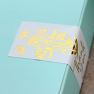 Gold Thank You Stickers 2 Rolls for Small Business 240 Pcs Big Rectangle Wedding Stickers 4 Designs Glitter Flowers Gift Seal Stickers Labels