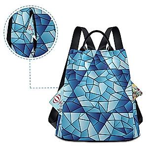 Backpack Purse for Women Fashion Ethnic Jewish Navy Stars Travel Anti-theft School Daypack College Casual Shoulder Bag Medium Size