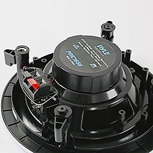 Pyle Pair 5.25” Flush Mount In-wall In-ceiling 2-Way Speaker System Spring Loaded Quick Connections Changeable Round/Square Grill Stereo Sound Polypropylene Cone Polymer Tweeter 150 Watts (PDIC1656)