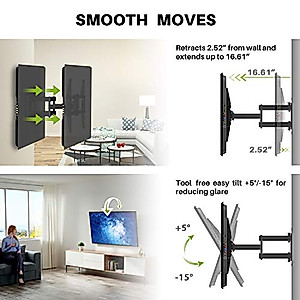 USX MOUNT Full Motion TV Wall Mount for Most 37-75 inch TV, Swivel and Tilt TV Mount with Dual Articulating Arms, Wall Mount TV Bracket Up to 132lbs, VESA 600x400mm, 16" Wood Studs, XML019