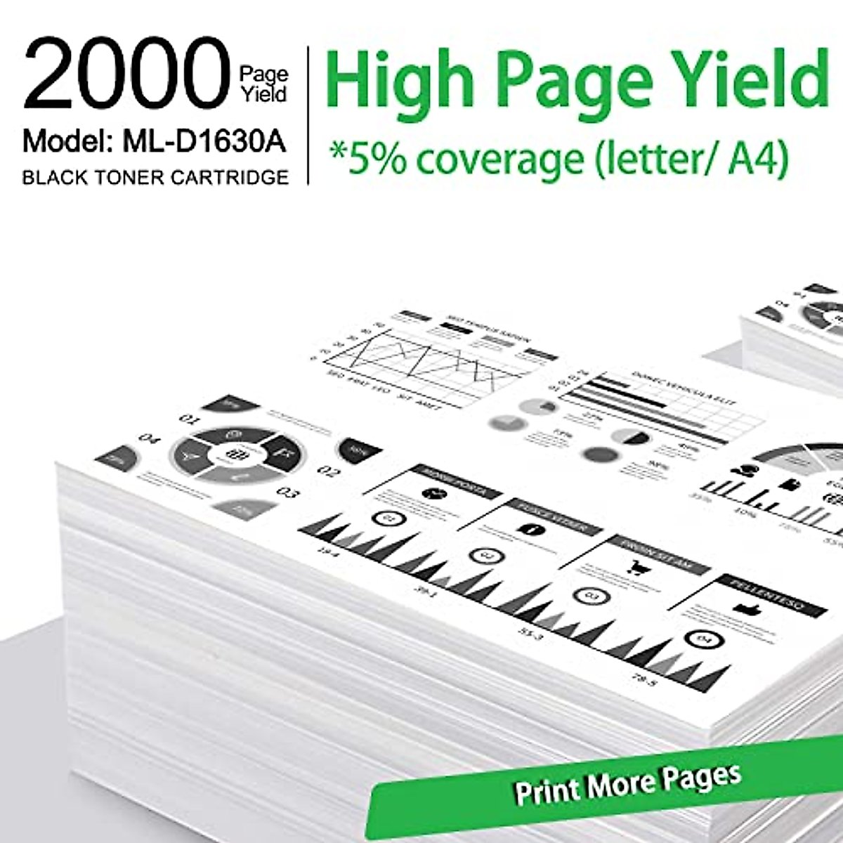 greencycle 2 Pack ML-D1630A Toner Cartridge High Yield Compatible for Samsung ML1630 ML-1630 ML-1630W SCX-4500 SCX-4500W Series Printer