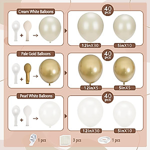 Beige Balloon Arch Garland Kit, 153 Pcs Double Stuffed White Balloon Garland for Birthday Decorations Women Men,White Balloon Arch for Weddings Birthday Baby Shower Graduation Anniversary