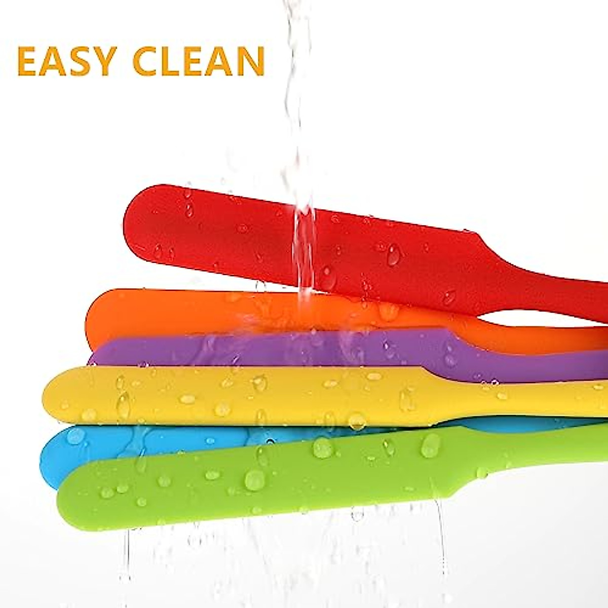 WLLHYF Color Silicone Spatula 6pcs 9.8in Extra Large Long Handle Non Stick Baking Icing Scraper Pastel Spreader Mixing Stir Sticks Cake Cream Pancake Fruit Resin Spread Scraper Set Mix 6 Colors