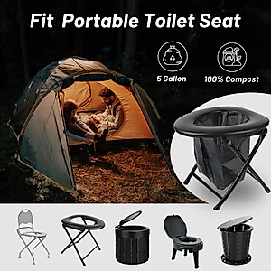 Envfender 5 Gallon Compostable Toilet Bags 100% Compost Toilet Liners Extra Thick 0.86 Mils Toilet Replacement Bags for Bathroom Camping Travel Outdoors ASTM D6400 BPI Certified 45 Couts Black