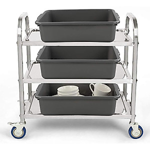 Lesbin 3-Pack 13 L Plastic Commercial Tote Box with Lid, Bus Tubs/Bus Box, Gray