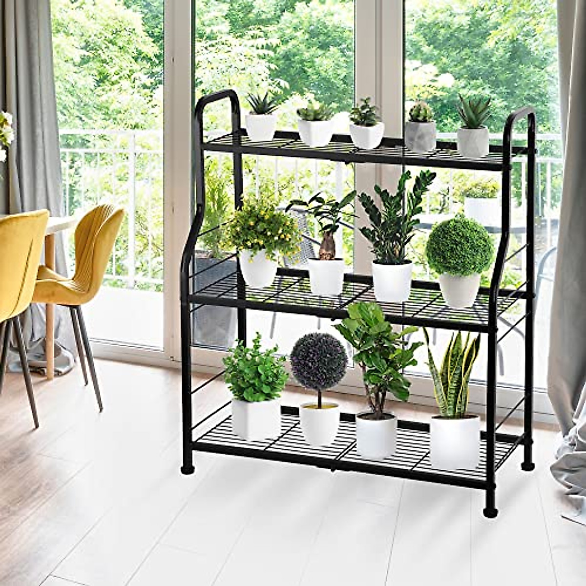 EASEPRES Metal Plant Stand 3 Tier Indoor Plant Shelf, Plant Display Rack, Multiple Flower Pot Holder for Garden, Balcony, Patio, Corner, Window, Living Room, Outdoor