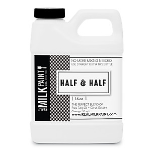 Real Milk Paint, Half and Half, Pure Tung Oil and Orange Peel Oil for Wood Finishing, Cutting Boards, Butcher Blocks, Clay, Stone, and Slate, Food Grade, 16 oz.