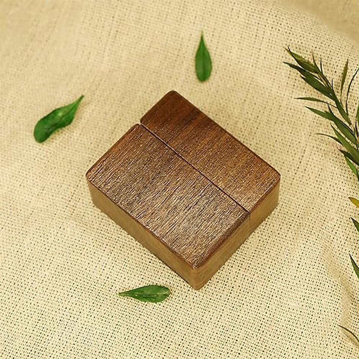 Tinnberlohas Slim Engagement Ring Box - Wood Ring Box for Proposal Wedding Ceremony - Anniversary Birthday Gift Ideas (Walnut Wood)
