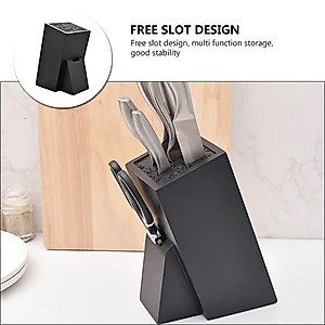 Luxshiny Storage Block Kitchen Holder Universal Wooden Block Organizer Without Knives Household Multifunctional Rack (Black)