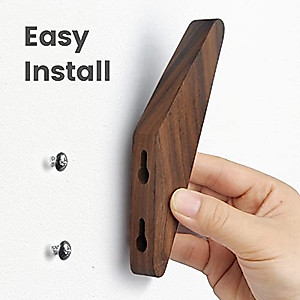 COCOYA 4Pack Wood Hooks Wall Mounted, Minimalist Easy Install Natural Real Walnut Cute Mid Century Modern Simple Rustic Home Foyer Entryway Decor, for Hanging Hat Cap Backpack Bag Coat Towel Clothes