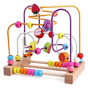 Lewo Bead Maze Wooden Baby Toddler Toys Roller Coaster Abacus Preschool Educational Toys Birthday Gifts for Toddlers Kids Boys Girls