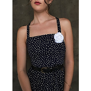 M&S Schmalberg Handmade White Camellia Brooch Pin - Elegant Silk Fabric Flower Accessory, American-Made in New York's Garment Center