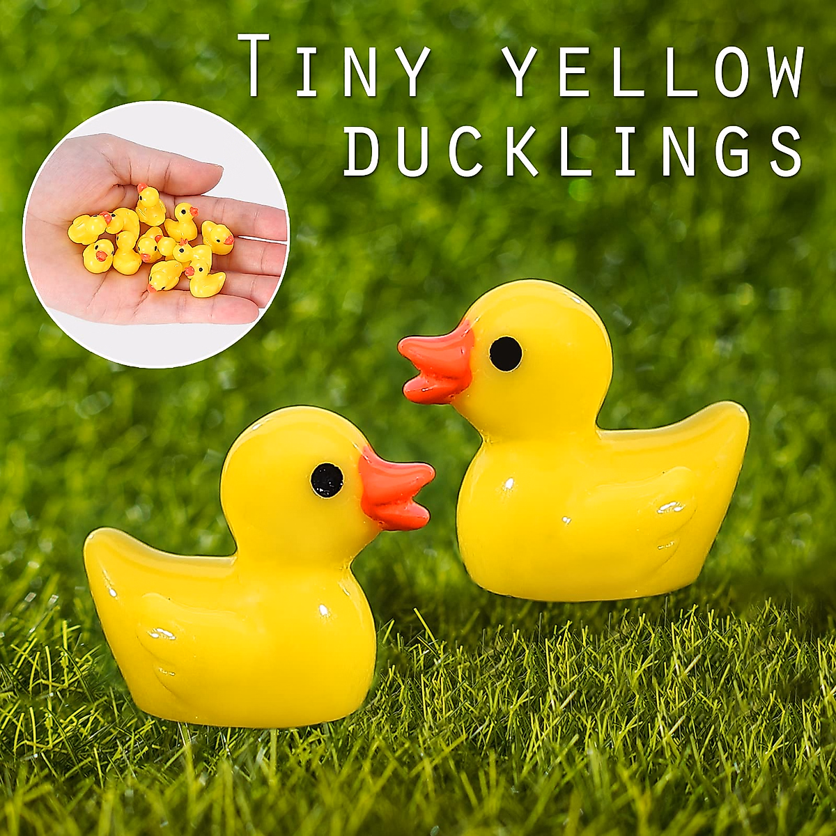 100Pcs Mini Resin Ducks, Tiny Ducks Figurines Bulk for Miniature Dollhouse Decor Accessories Garden Aquarium Potted DIY Ornament Party Toys