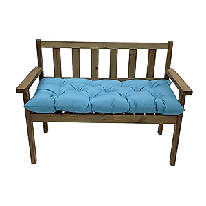 Shapeazy Outdoor/Indoor Waterproof Bench Cushion,Non-Slip Bench Pads with Ties Swing Chair Tatami Cushion,Bench Cushions for Patio Backyard Porch Garden Wicker Furniture (47.2*19.7inch, blue)