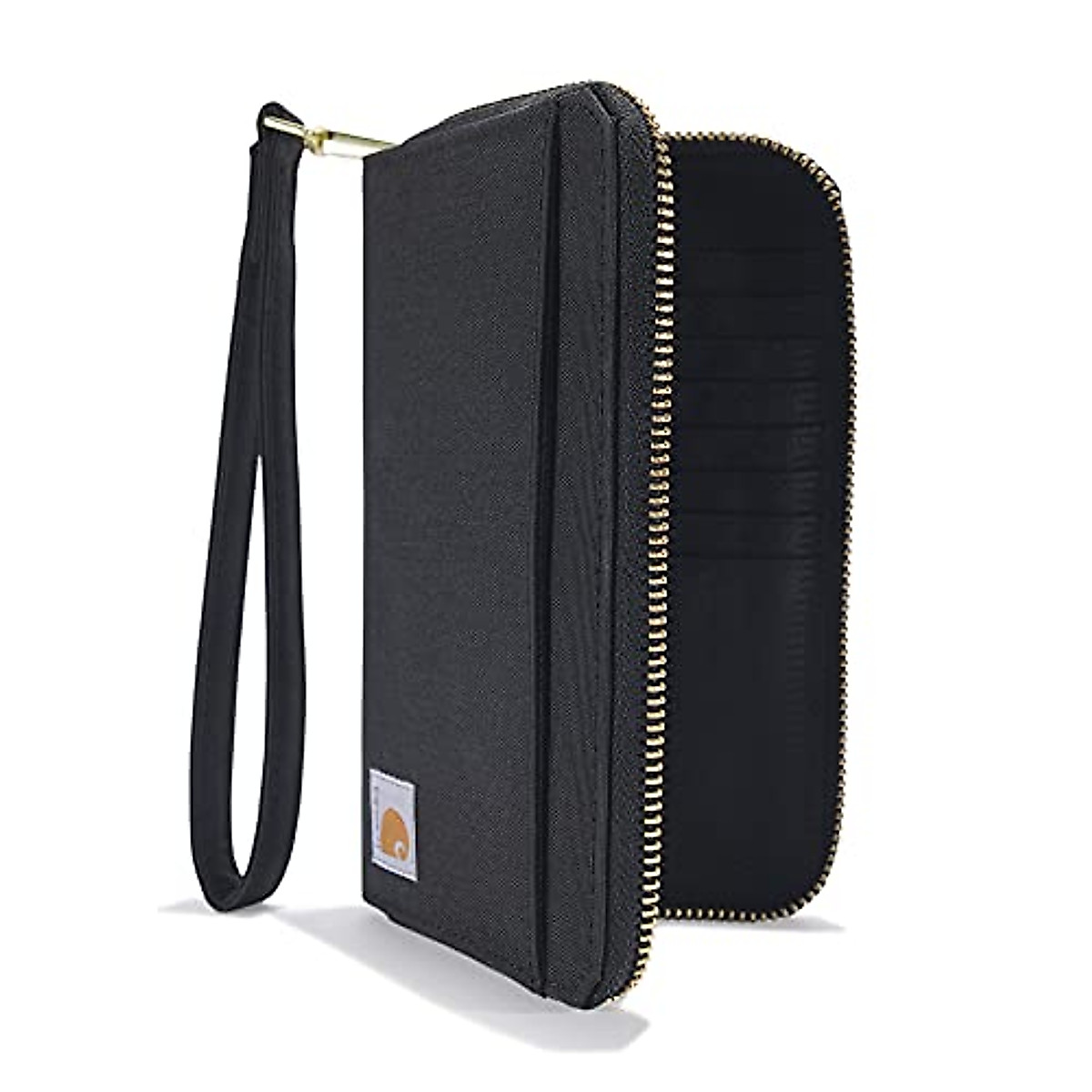 Carhartt Casual Canvas Wallets for Women, Nylon Duck Lay-Flat Clutch (Black), One Size