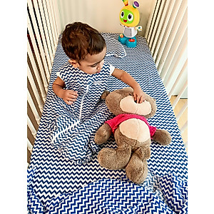 BaeBae Goods Fitted Baby Crib Sheets for Boys and Girls, 3 Pack, Soft and Breathable Jersey Cotton, White and Navy, Cute Gender Neutral Nursery Mattress Bedding, Universal Fit