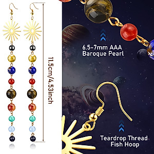 Solar System Earrings Universe Galaxy Dangle Statement Earrings Drop Planet Earrings Aesthetic Jewelry Women's Drop Dangle Earrings for Women