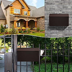 KYODOLED Wall-Mount Mailbox,Large Capacity Mail Box,Galvanized Steel Rust-Proof Metal Post Box,Mailboxes for Outside,15.7"x9.9"x4.9" Bronze