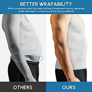 Aptoco Compression Shirts for Men Shapewear Vest Body Shaper Abs Abdomen Slim Elastic Tank Top Undershirt for Hid Men's Gynecomastia(White, Large)