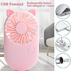 Aeergured 2 Pack Handheld Fan Mini Fan, Speed Adjustable USB Rechargeable Eyelash Fan Powerful Small Personal Portable Fan for Kids Woman Men Home Office Outdoor Travel