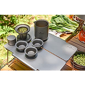 Boundless Voyage Titanium Folding Campfire Grill BBQ Charcoal Collapsible Grilled Net 2 in 1 Portable Grill Camping Table with Frying Plate Portable Folding Legs Outdoor Picnic Backpacking