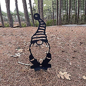 4PCS Steel Gnomes Decoration, Cute Hollowed Out Steel Garden Gnomes Statue, Art Dwarf Decor Branch Ornaments for Home Garden Yard Patio Outdoor Decoration