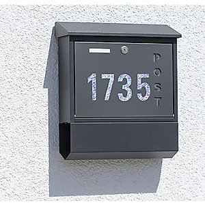 Reflective Mailbox Numbers Sticker - Holographic Vinyl Glitter Numbers for Mailbox 60Pcs 3 Inch Self Adhesive Waterproof Mailbox Number for Outside, Door, Garbage Bins, Address Number (Laser)