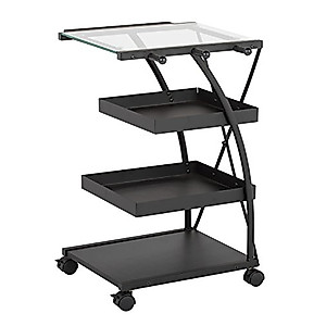 SD Studio Designs Modern Triflex Mobile Storage Taboret for Arts and Crafts, Charcoal Black/Clear Glass