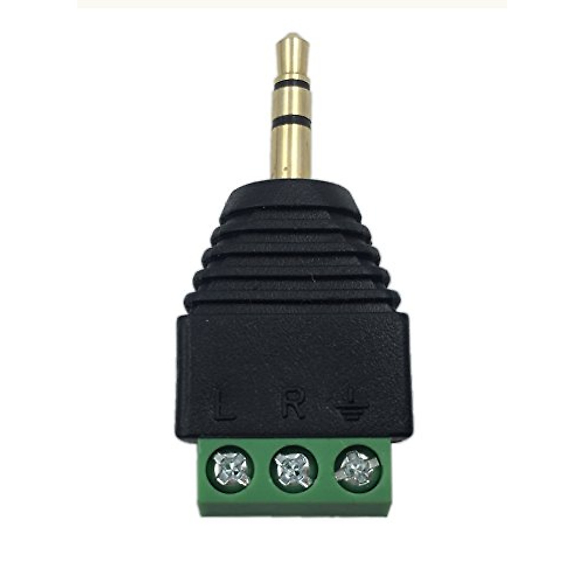 CERRXIAN 3.5mm 3 Pole Stereo Audio Video Male to 3 Screw Terminal Female Double Track Headphone Replacement Solderless Balum Converter Adapter (2-Pack)