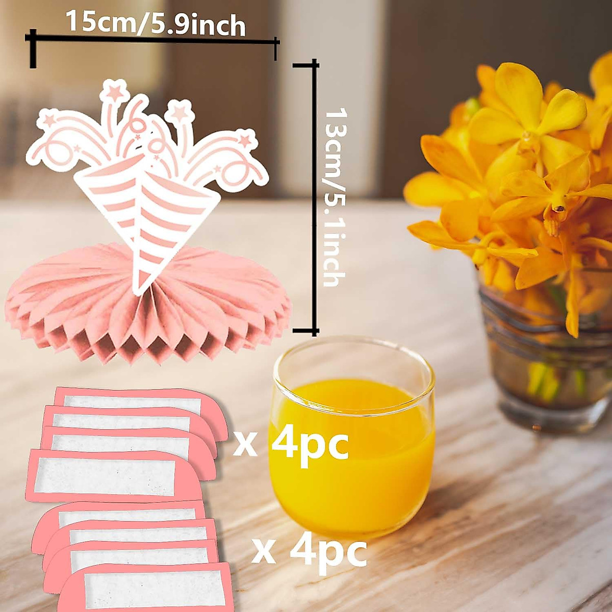 Happy 60th Birthday Rose Gold Table Honeycomb Centerpieces Balloons Theme Decor Table Decorations Table Toppers for Girls Women Sweet Princess 60 Years Old Pink Birthday Party Bday Supplies Ornament