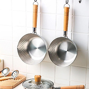 generic Stainless Steel Saucepan with Wood Handle,Yukihira Pan,Japanese Milk Pot,Yukihira Pot (with Glass Lid/no Lid)(no lid)
