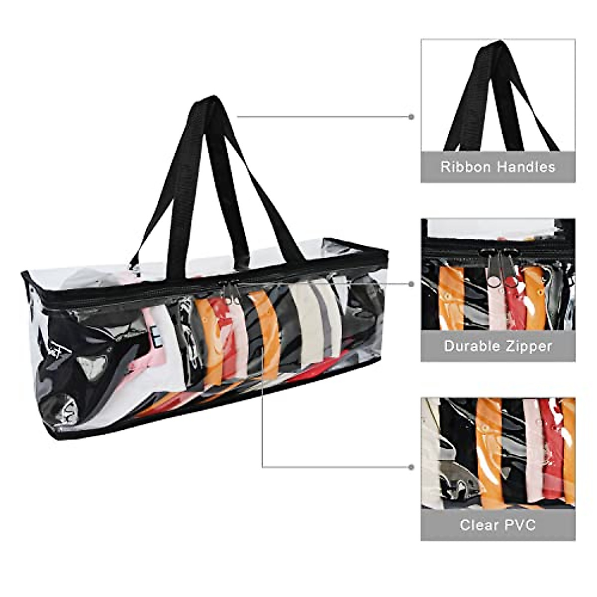 CTBRT Hat Storage Bag 2 Pack Clear Baseball Hat Organizer Holder for Baseball Caps Sturdy Cap Organizer Dust Proof Hat Racks with Black Handles and Zipper Closure