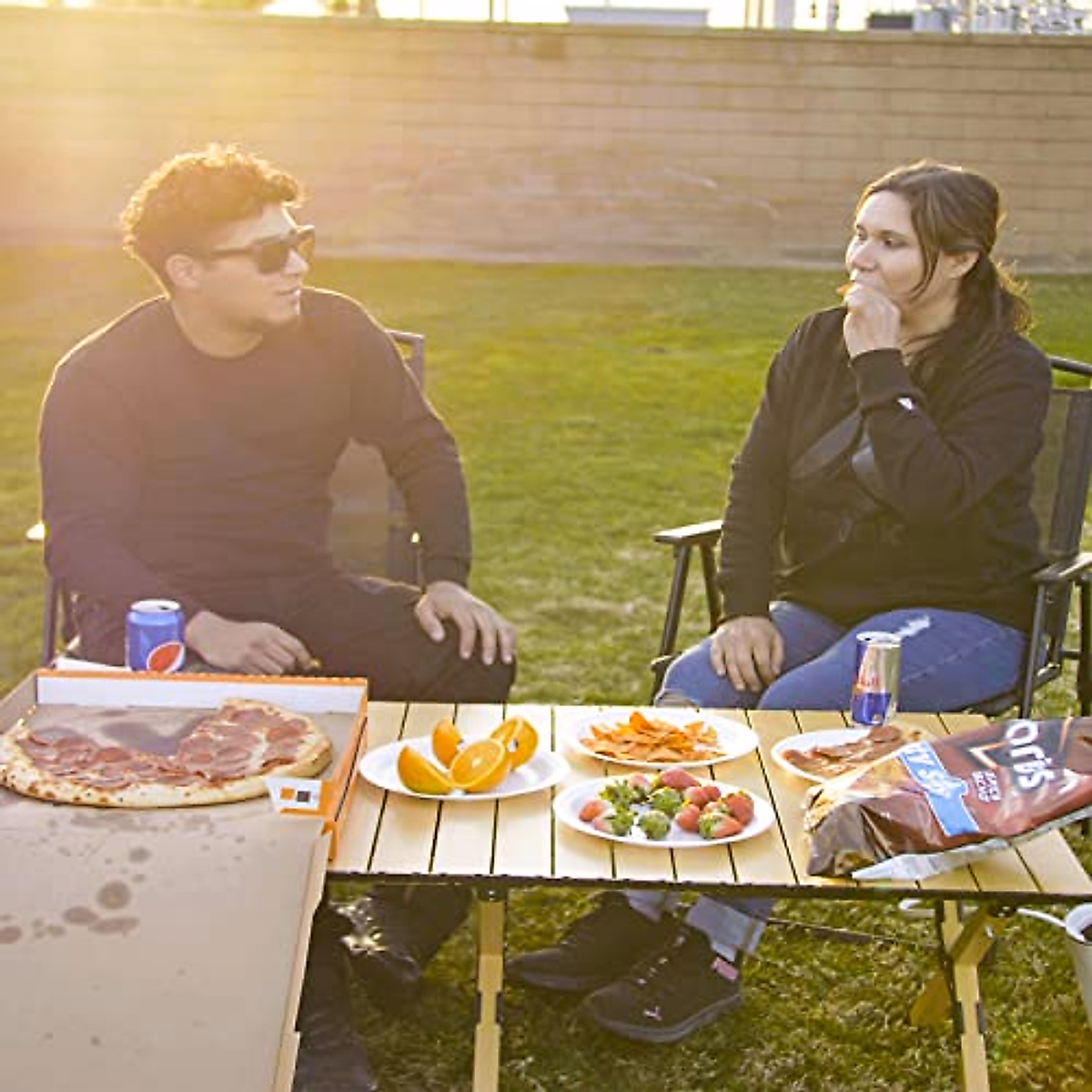 Rollingsurfer Folding Camping Table, Lightweight Roll-Up Table Aluminum Low Portable Picnic Table with Easy Carrying Bag for Outdoor, Beach, Picnic, Backyards, BBQ and Party, 45.7"L x 24"W x 17.3"H