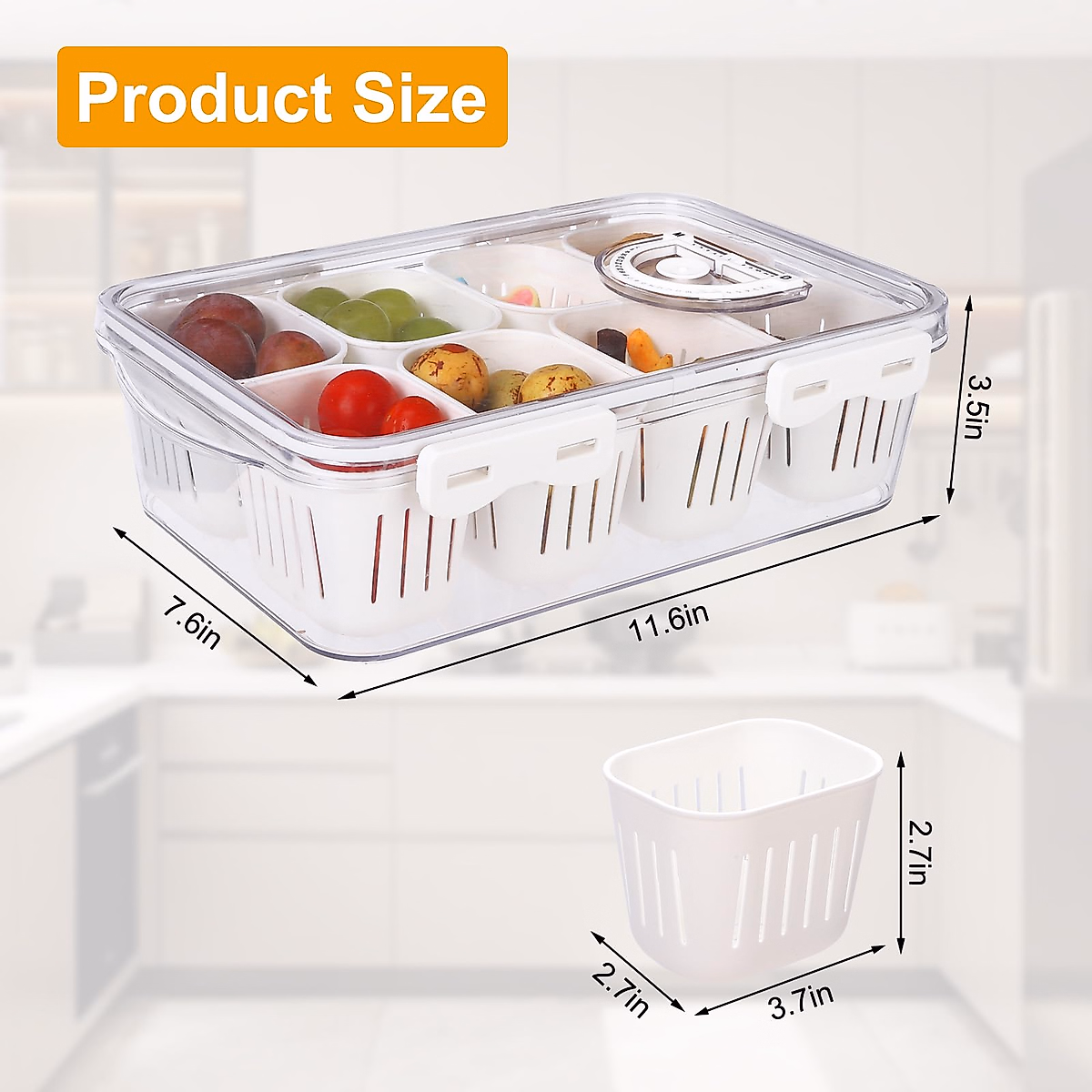 OZEPLASC Divided Serving Tray with 8 Compartments Snack Box Container with Lid, Airtight, Portable, White, Minimalist Style