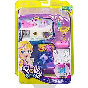 Polly Pocket Playset, Travel Toy with 2 Micro Dolls & Water Play Accessories, Pocket World Sweet Sails Cruise Ship Compact