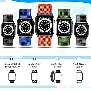 Tiptops 10 PACK Elastic Watch Band Compatible with Apple Watch Band 38mm 40mm 41mm 42mm 44mm 45mm , Adjustable Length, Stretch Nylon Sports Watch Strap, Compatible with iWatch Bands Series 8/7/SE/6/5/4/3/2/1/SE for Men Women