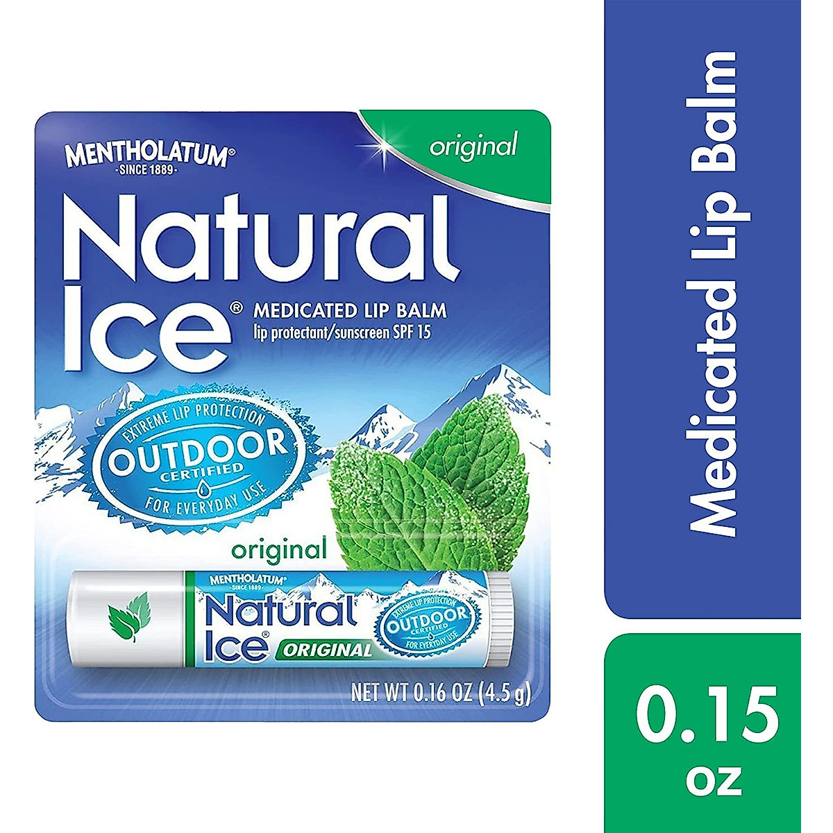 Mentholatum Natural Ice Lip Balm Original SPF 15 1 Each ( Pack of 3)