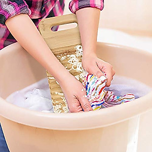 Bamboo Wood Washing Clothes Washboard Laundry Washboard Hand Wash Board for Home(15.7x5.9x0.7INCH/40X15X1.8CM)